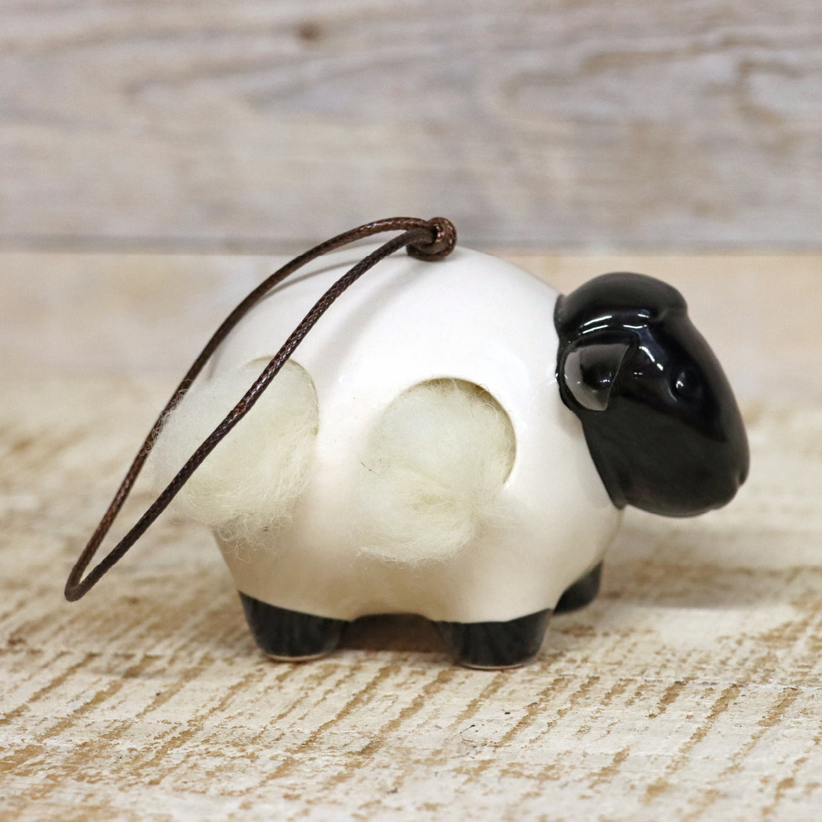 Hanging Ceramic Sheep With Nesting Wool | The Wildlife Community