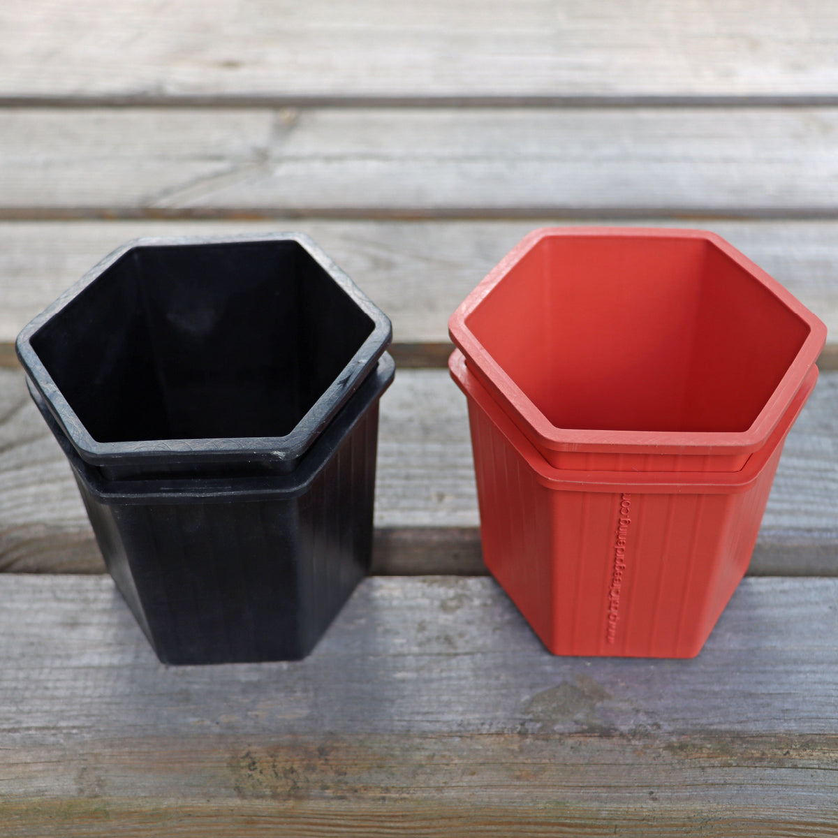 Hexagonal Plant Pot , Set of 3 . Black or Terracotta